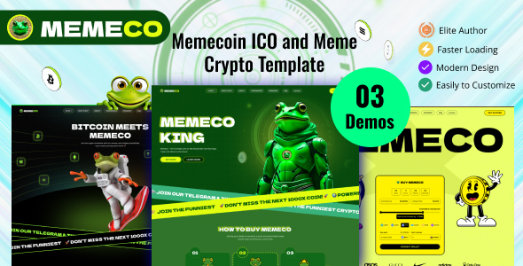 Memeco – Meme Coin ICO & Crypto Tailwind CSS Template | ThemeMag